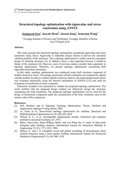 pdf structural topology optimization with eigenvalue … au wcsmo2015