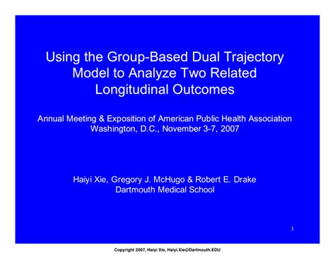 pdf using the group based dual trajectory model to analyze two related longitudinal outcomes
