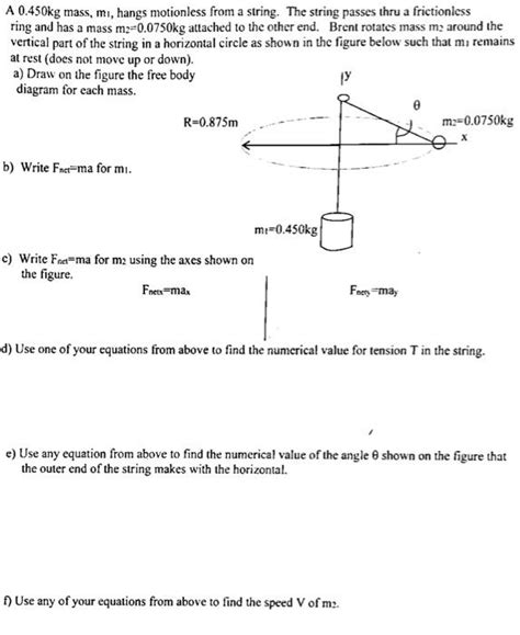 solved a 0 450 kg mass m hangs motionless from a string