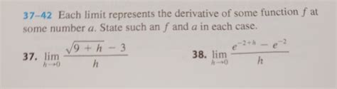 solved 37 42 each limit represents the derivative of some