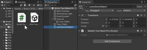 cómo usar text mesh pro desde script en unity