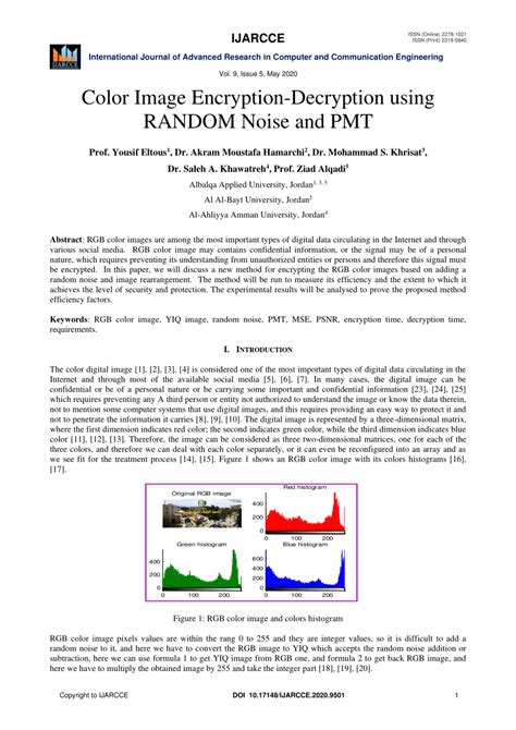 pdf color image encryption decryption using random noise and pmt