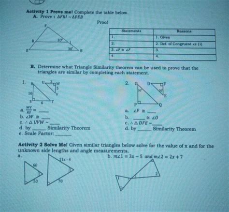 solved activity 1 prove mel complete the table below a prove delta frisim delta feb proof b