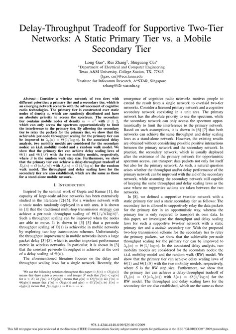 pdf delay throughput tradeoff for supportive two tier networks a static primary tier vs a