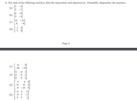 solved 6 for each of the following matrices find the