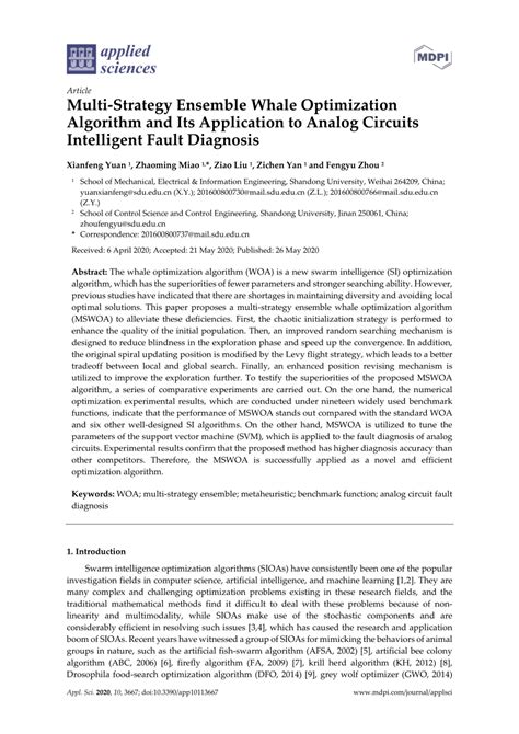 pdf multi strategy ensemble whale optimization algorithm and its application to analog