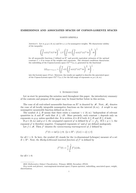 pdf embeddings and associated spaces of copson lorentz spaces