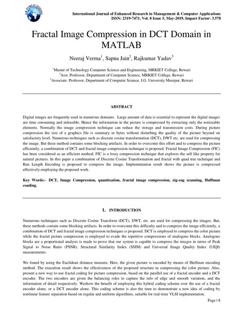 pdf fractal image compression in dct domain in matlab