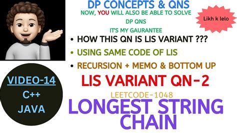 longest string chain same as lis full intuition dp concepts and qns 14 leetcode 1048