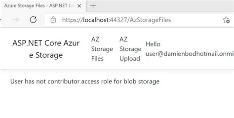 adding asp core authorization for an azure blob storage and azure ad users using role