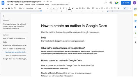 How To Create An Outline In Google Docs