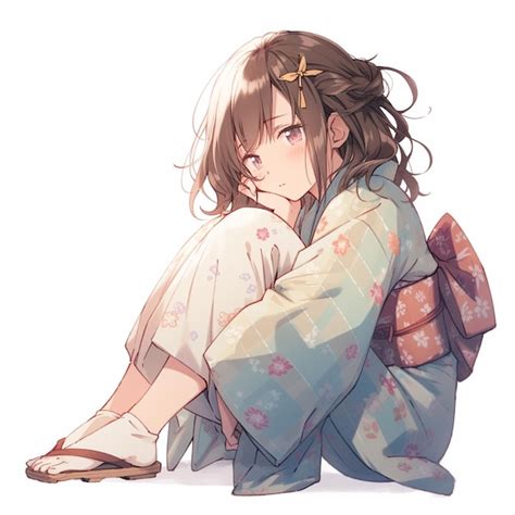 Premium Ai Image Anime Girl Sitting On The Ground With Her Head On Her Knees Generative Ai