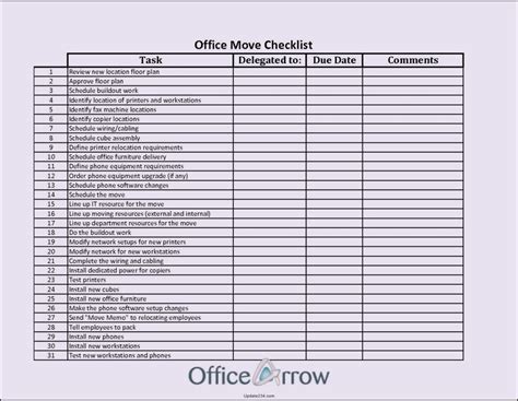 Office Moving Checklist Excel Spreadsheet Db Excel