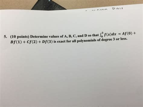 solved determine values of a b c and d so that