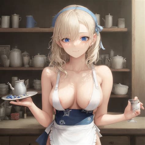 Holara 미디엄 헤어 구불 거리는 머리카락 실내 젖꼭지 R18 옆가슴 명작 젖꼭지가 보인다 알몸 앞치마