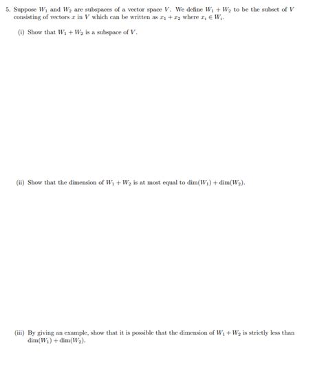 solved 5 suppose w1 and w2 are subspaces of a vector space
