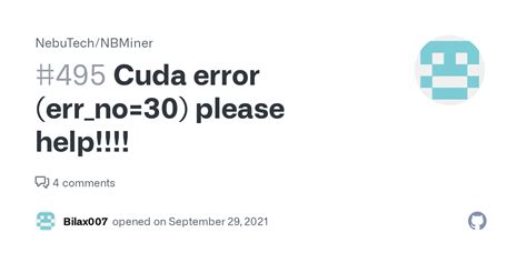 Cuda Error Err No 30 Please Help Issue 495 NebuTech NBMiner