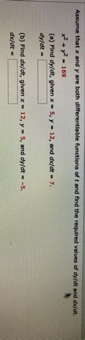 solved assume that x and y are both differentiable functions
