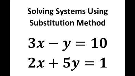 substitution method when solving systems youtube