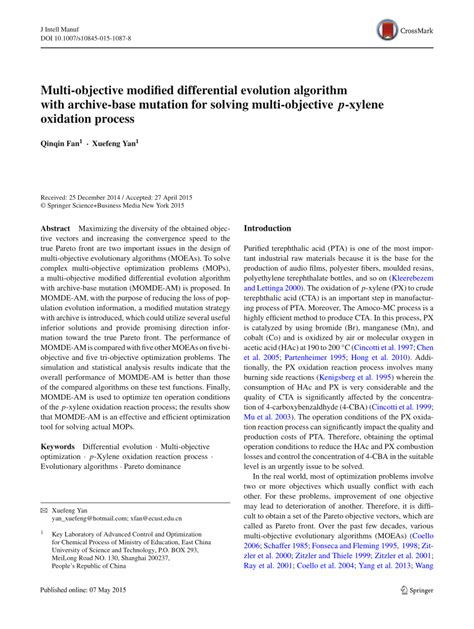 pdf multi objective modified differential evolution algorithm with archive base mutation for