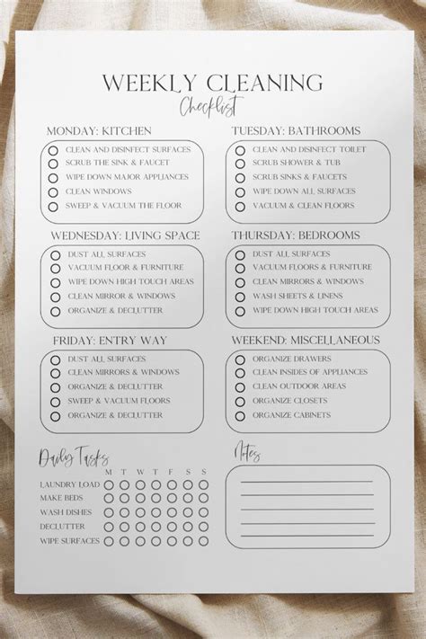 Editable Cleaning Schedule Template Cleaning Checklist Weekly Cleaning