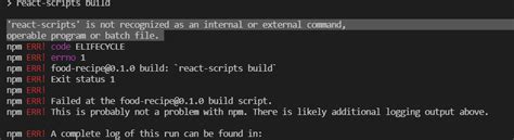 reactjs create next app project react script is not recognized when running npm run build