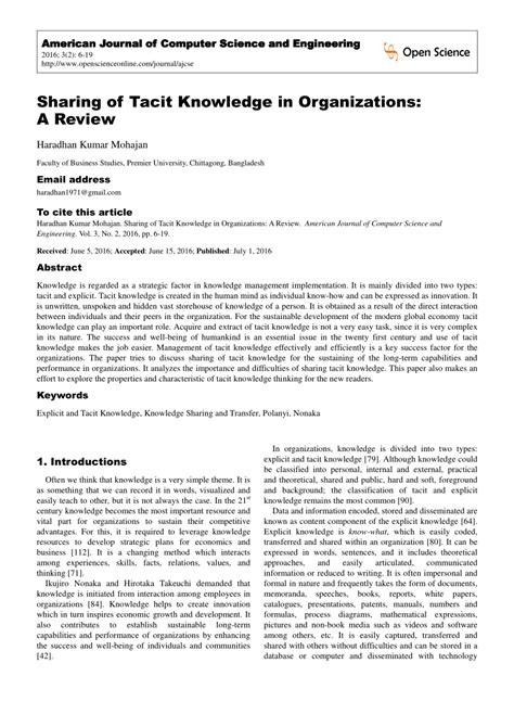 pdf sharing of tacit knowledge in organizations a review