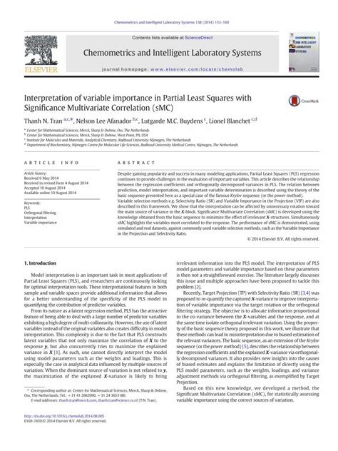 pdf interpretation of variable importance in partial least squares with significance