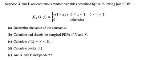 solved suppose x and y are continuous random variables