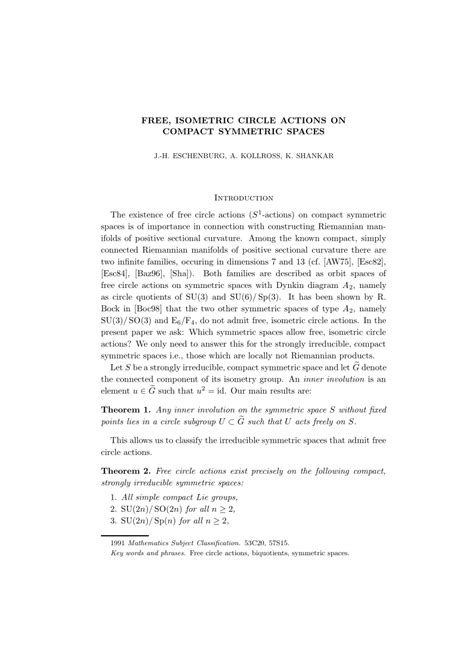 pdf free isometric circle actions on compact symmetric spaces