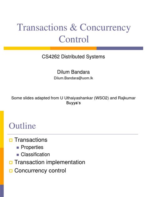 transactions and concurrency control cs4262 distributed systems pdf database transaction