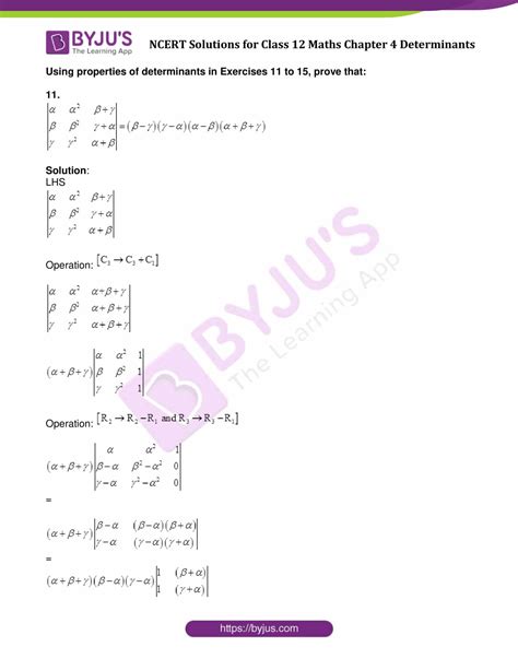 ncert solutions class 12 maths chapter 4 determinants