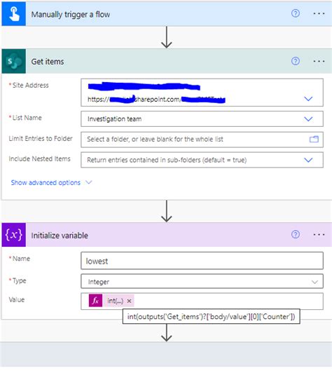power automate sharepoint list compose get item operation error stack overflow