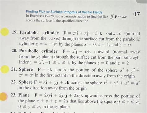 solved finding flux or surface integrals of vector fields in