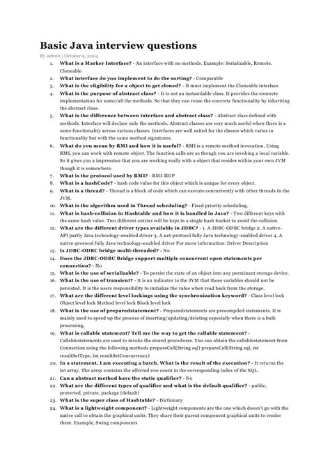 basic java interview questions by admin october 9 2004 download free pdf class computer