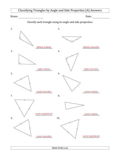 Classifying Triangles By Sides And Angles Worksheet