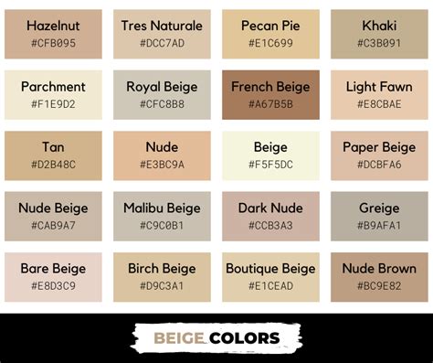 50 Shades Of Beige Color Names HEX RGB CMYK Codes 57 OFF
