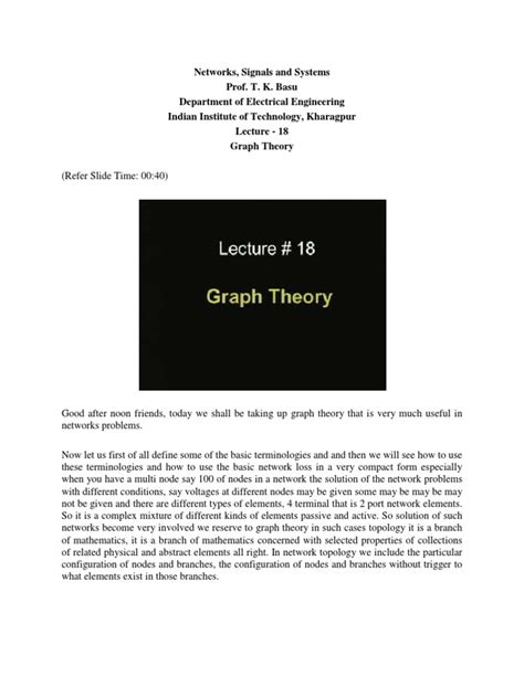 lec 18 pdf graph theory matrix mathematics