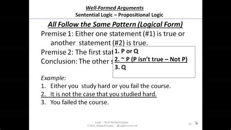 03 3 12 13 logic form patterns of sentential or propositional logic youtube