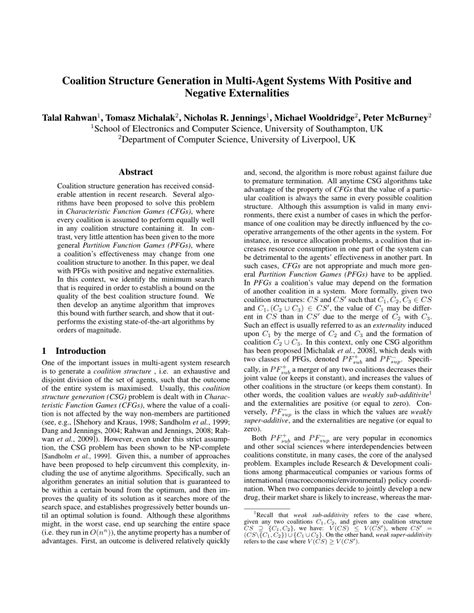pdf coalition structure generation in multi agent systems with positive and negative externalities