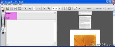 open pdf documents showing the ocg panel using advanced pdf tools command line verypdf