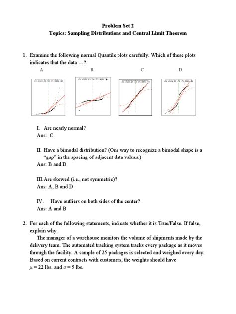 sampling distributions and the central limit theorem an analysis of normal quantile plots