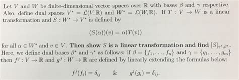 solved let v and w be finite dimensional vector spaces over