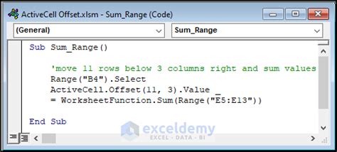 using the excel vba activecell offset property 13 examples