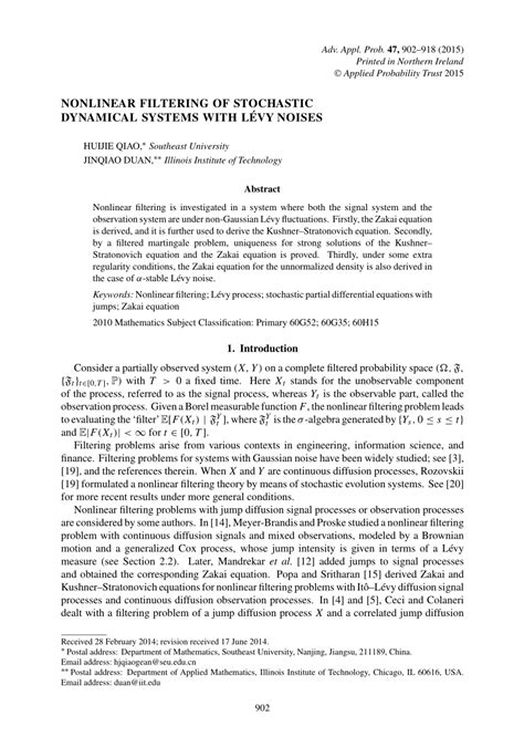 pdf nonlinear filtering of stochastic dynamical systems with lévy noises