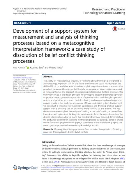 pdf development of a support system for measurement and analysis of thinking processes based