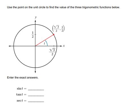 solved use the point on the unit circle to find the value of