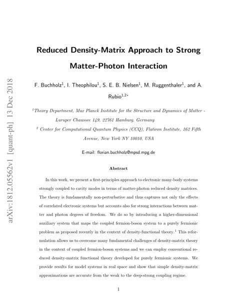 pdf reduced density matrix approach to strong matter photon interaction