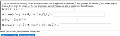 solved for each of the following decide if the given vector