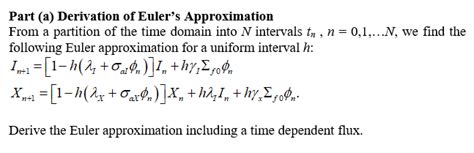 part a derivation of euler s approximation from a